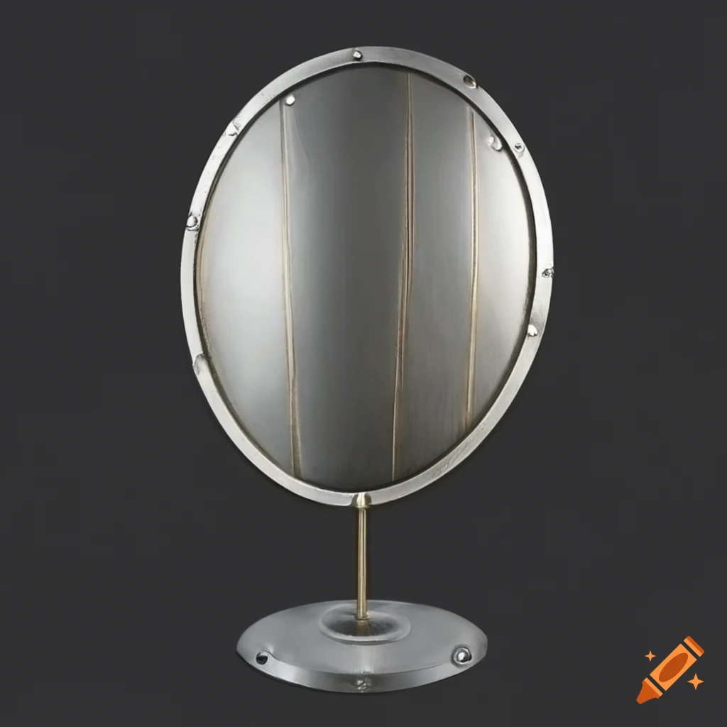 Metal round shield with feather coat of arms on Craiyon