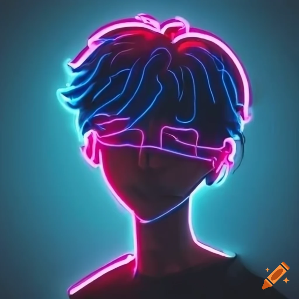 Sad neon boy on Craiyon
