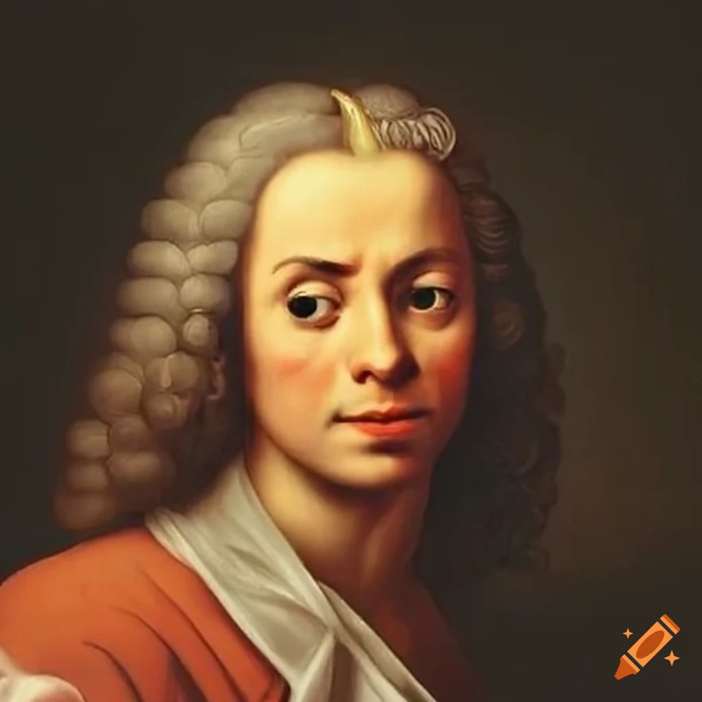 Portrait of antonio vivaldi with a serious expression on Craiyon