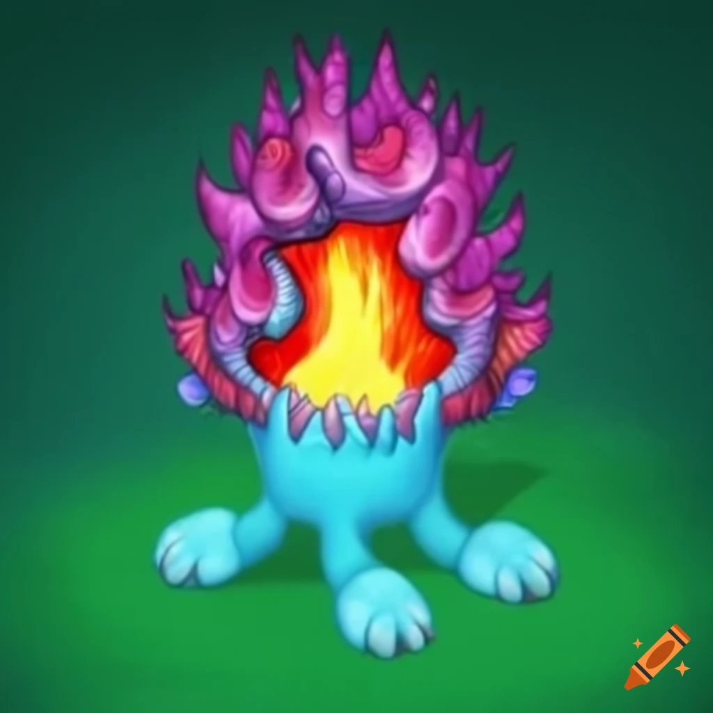 My singing monsters characters: fire, water, plant, and poison types with strings tremolo sound ...