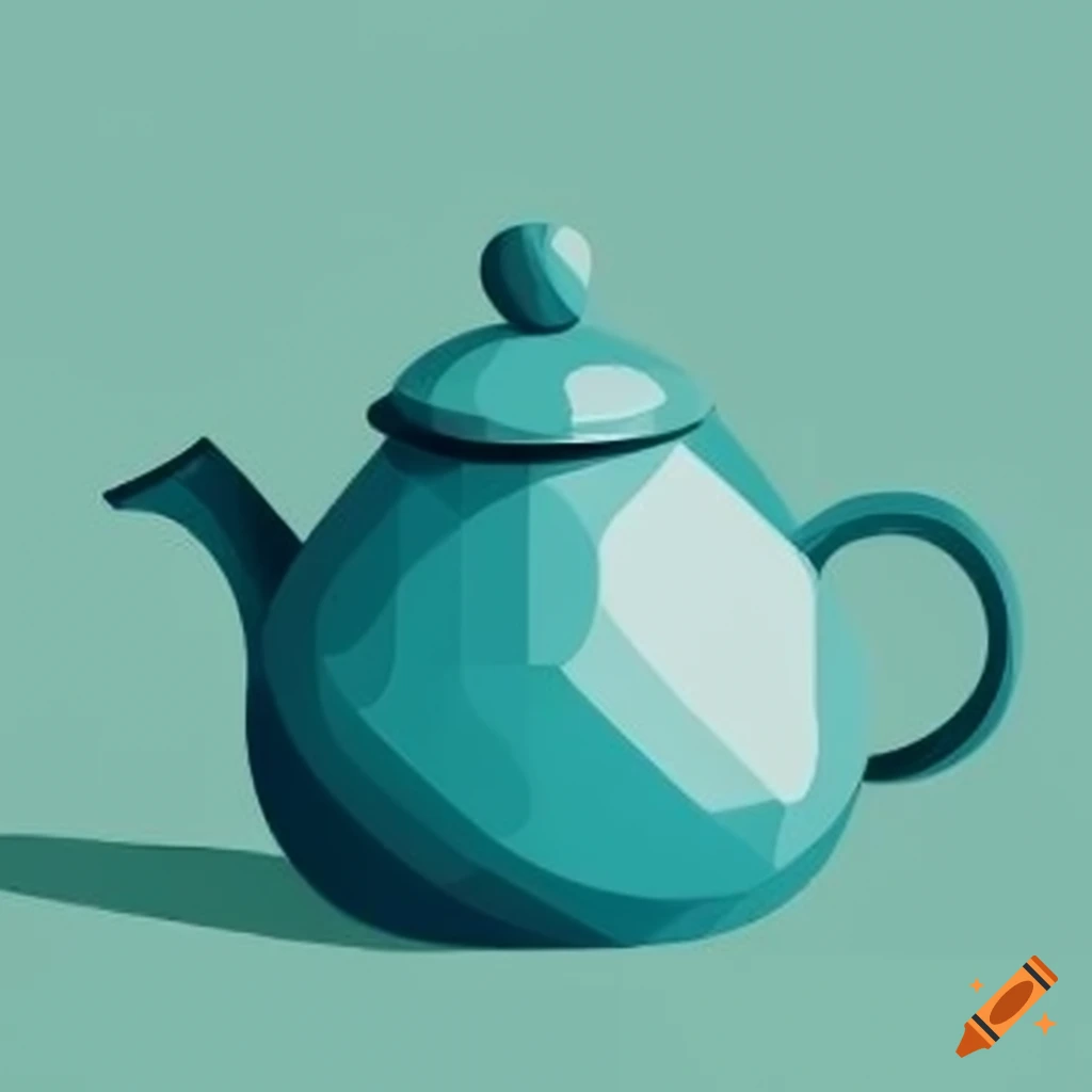 Elegant and modern teal teapot design in minimalist vector graphics on ...