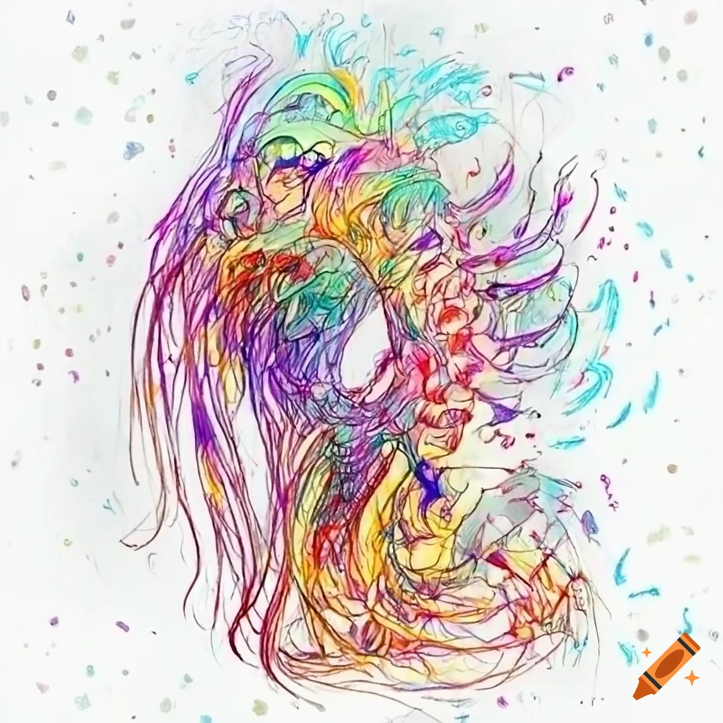 Mythical creature with electric body in pencil sketch on Craiyon