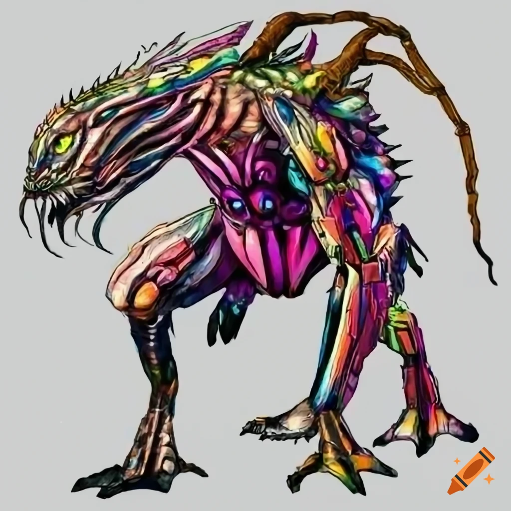 Mecha creature on white background on Craiyon