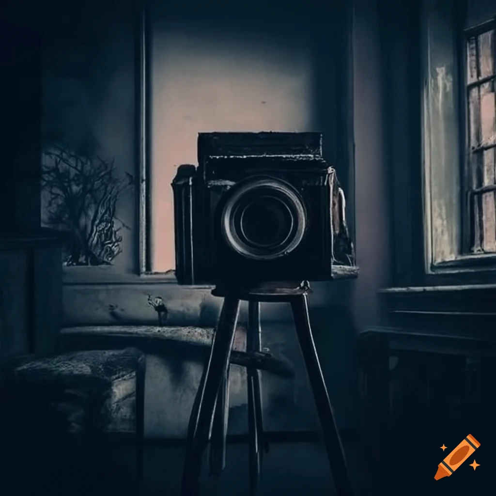 The haunted camera scene set in an old abandoned house living room on ...