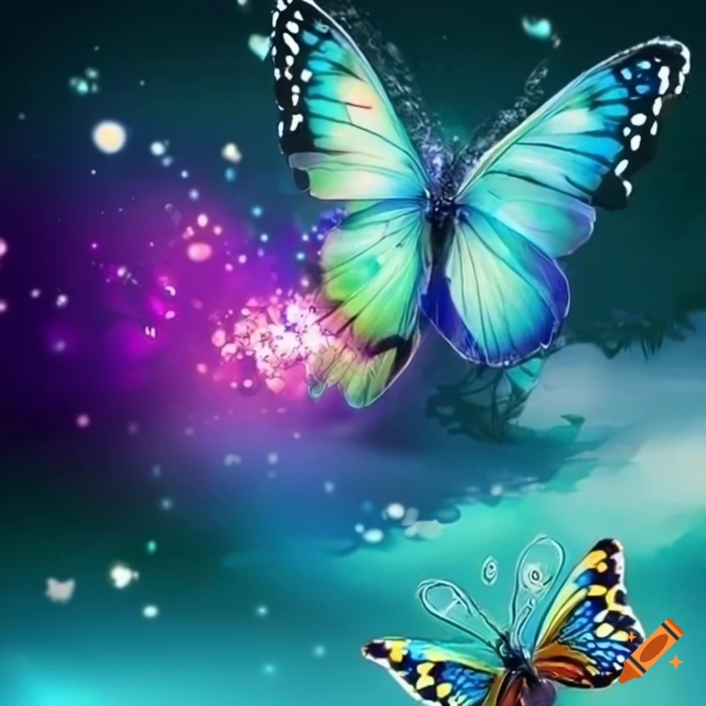Beautiful magical butterfly in a fantasy setting on Craiyon