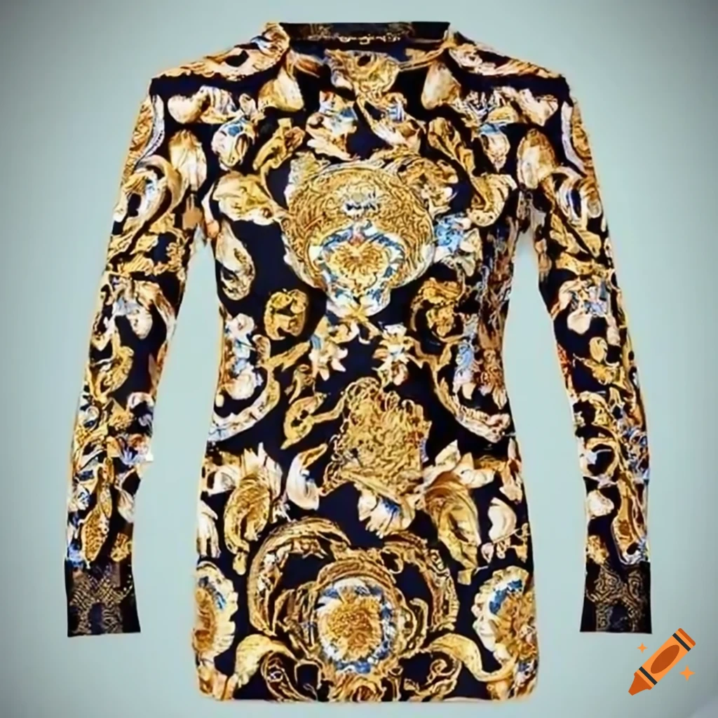 Versace and indonesian batik patterned long shirt on Craiyon