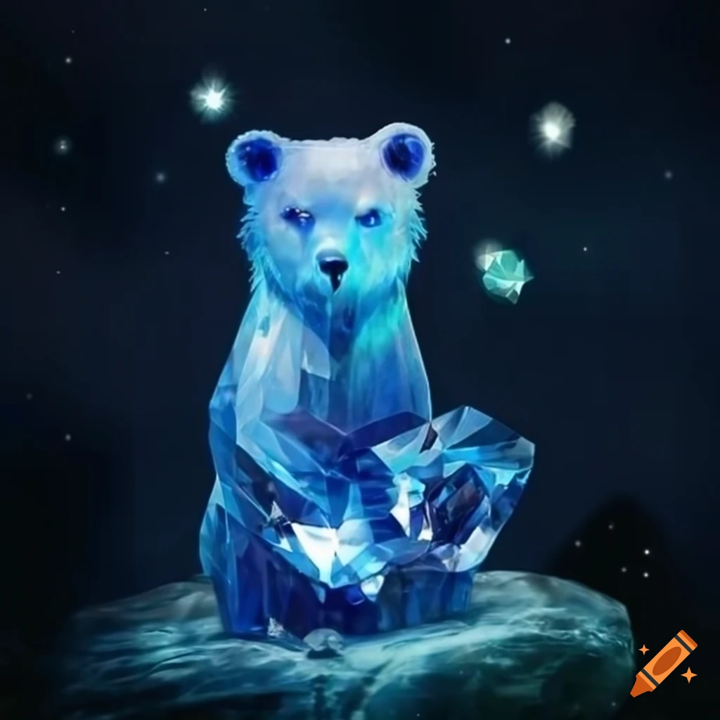 Fantasy crystal bear in moonlight on Craiyon