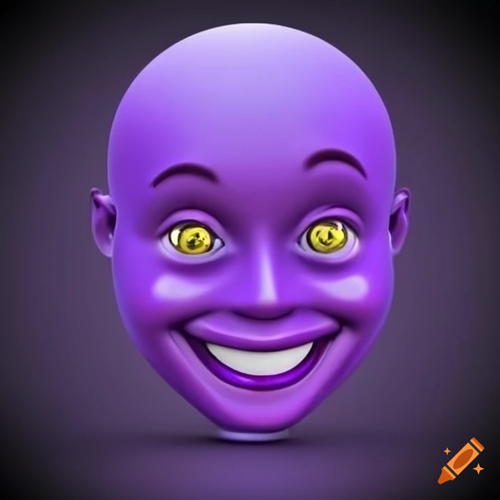 Purple round 3d head with a smile on Craiyon