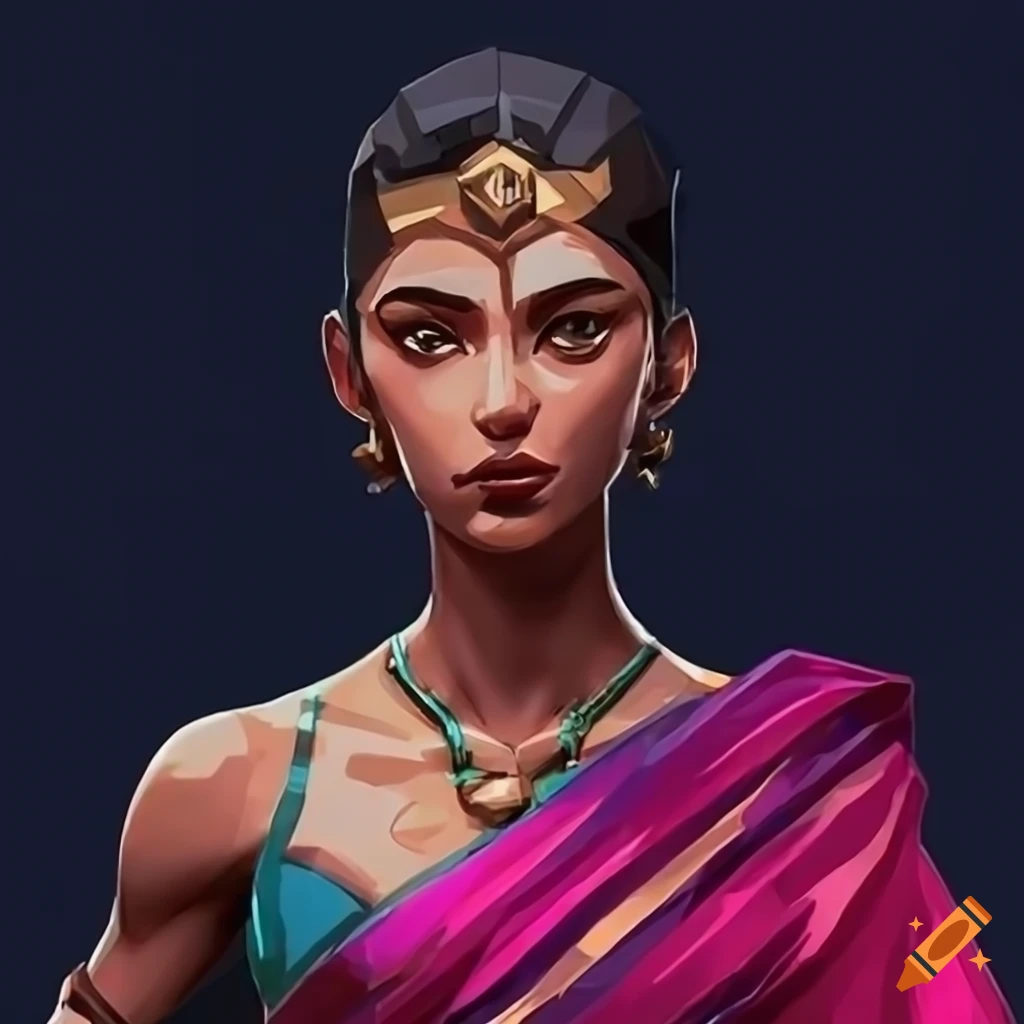 Indian female valorant agent in a sari on Craiyon