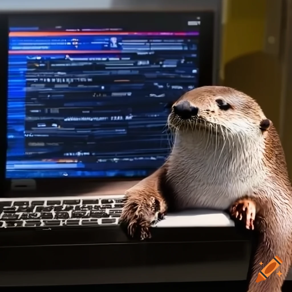Otter working on a computer with graphical software on Craiyon