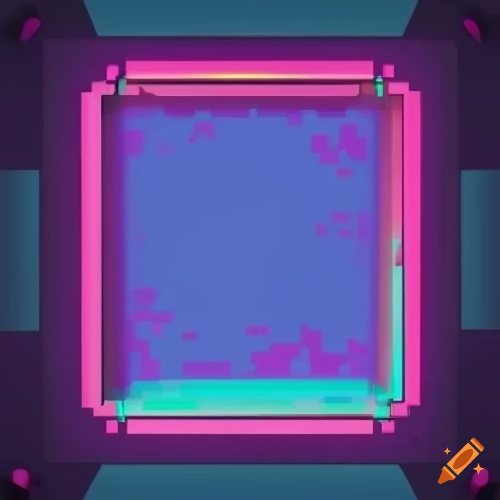 Irregular pixelated frame with rounded edges and vaporwave colors on ...