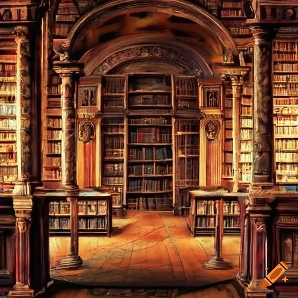 Ancient library on Craiyon