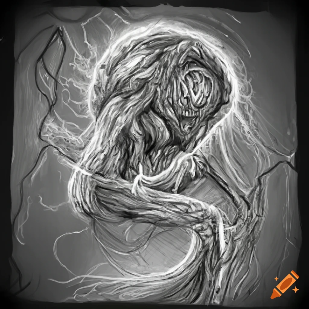 Mysterious and captivating pencil line art of a sci-fi creature with ...