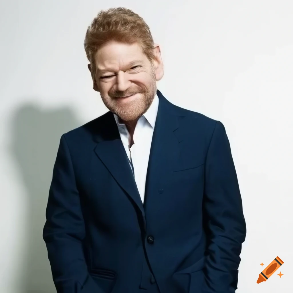Smiling portrait of actor kenneth branagh on a white background on Craiyon