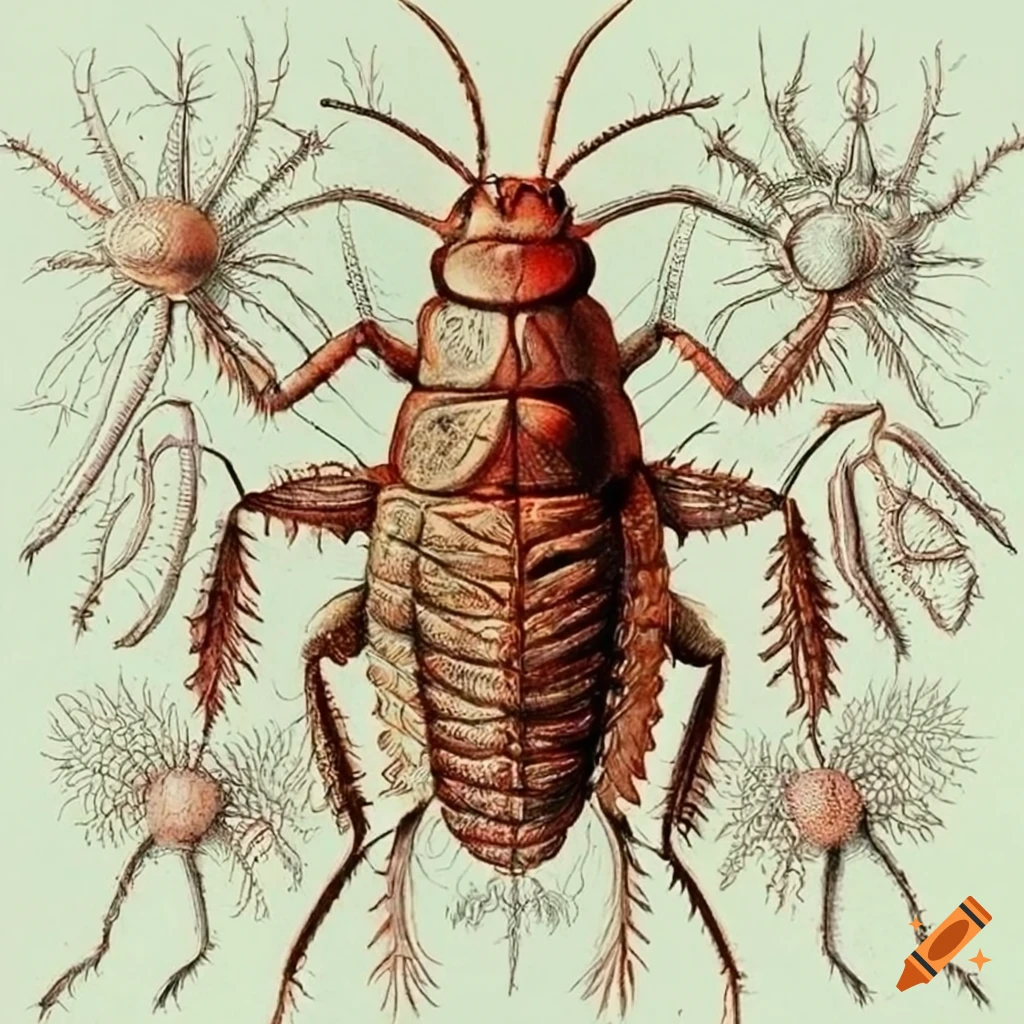 Scientific illustration of a cockroach by ernest haeckel on Craiyon