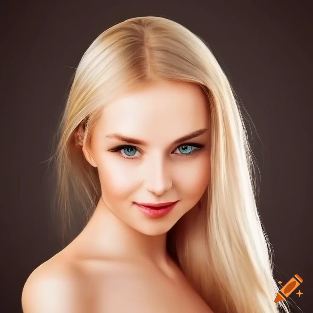 Beautiful Smiling Young Woman With Light Blonde Hair In High Resolution Portrait On Craiyon