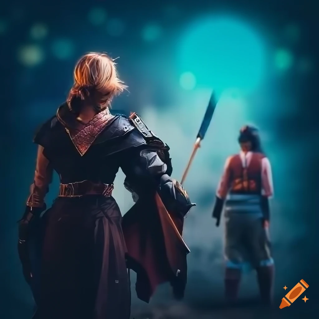 Rpg battle screen with characters facing a beast in the background on ...