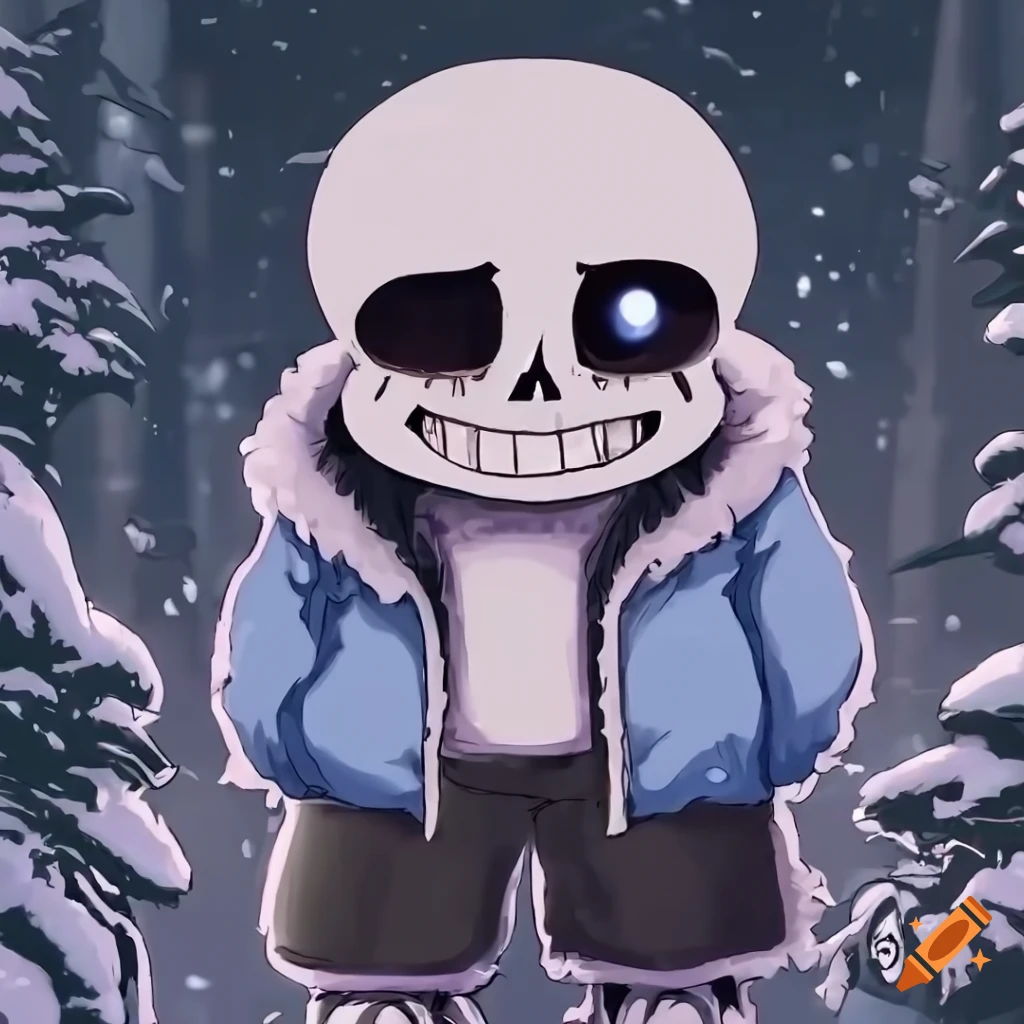 Cartoon style character sans from undertale in snowdin forest ...