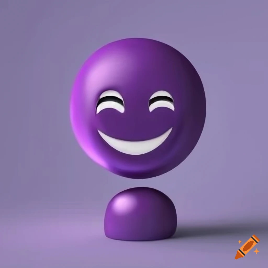 Purple 3d head with a smiling face and waving arm on Craiyon