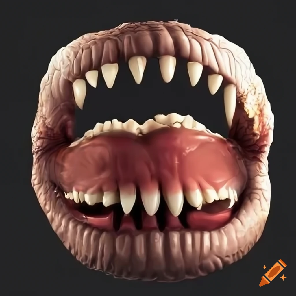 Monster mouth teeth from the front view on Craiyon