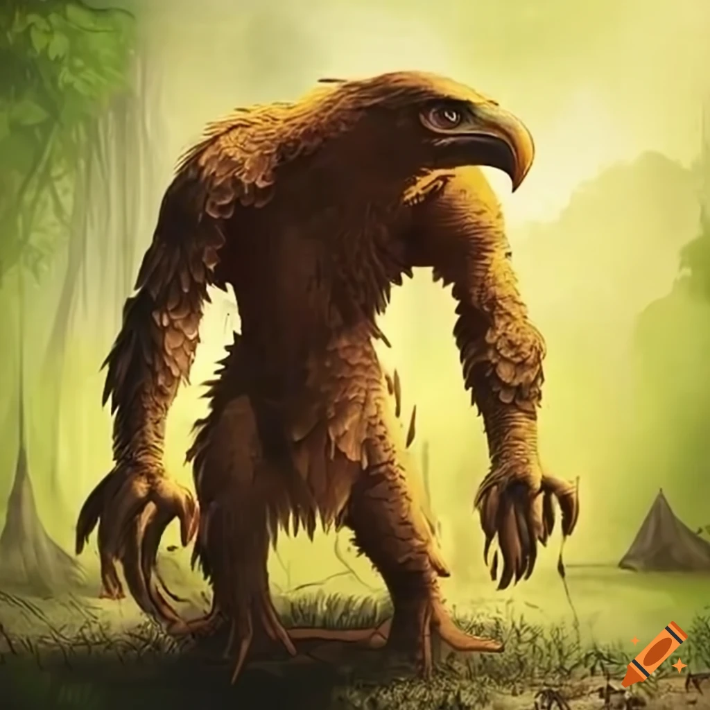 Eagle man in a swamp on Craiyon