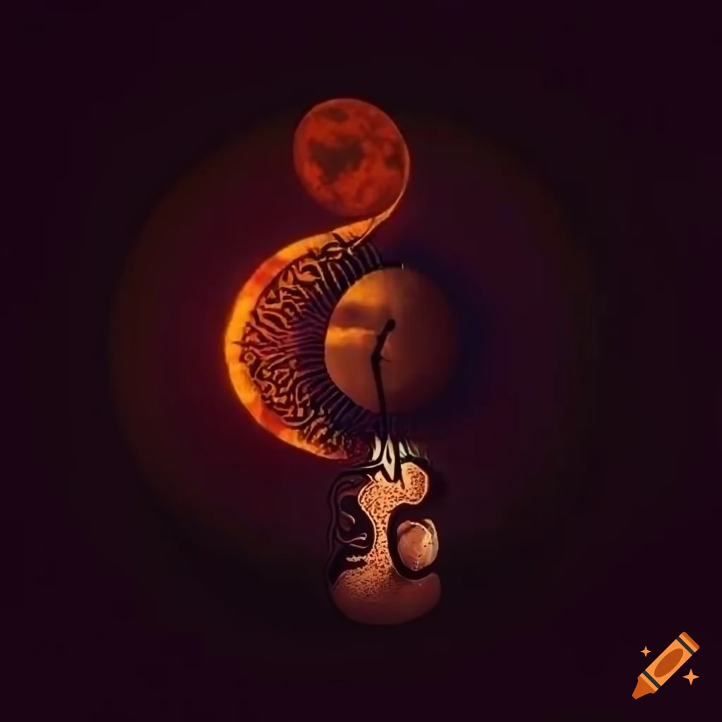 Indigenous-inspired logo symbolizing unity of sun and moon with cello ...