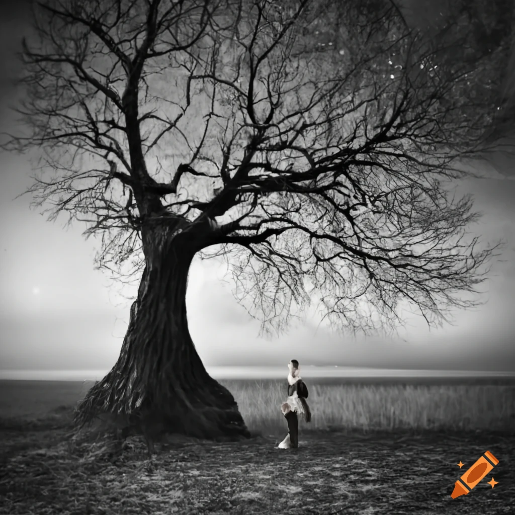 Girl standing near a tree on Craiyon