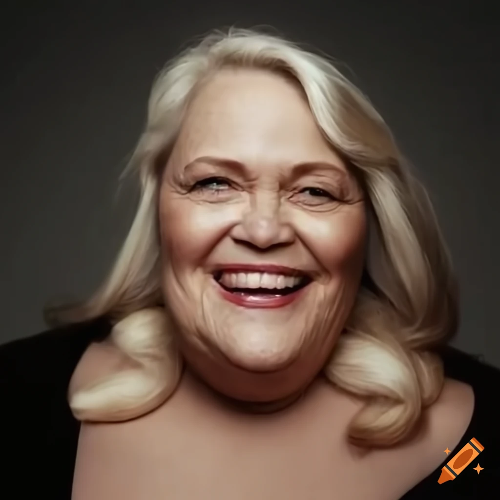Smiling older woman with blonde hair and big cheeks on Craiyon