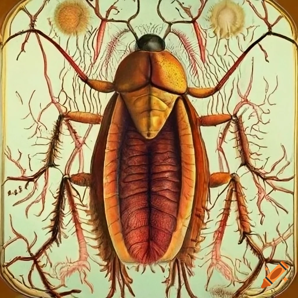 Scientific illustration of a cockroach by ernest haeckel on Craiyon