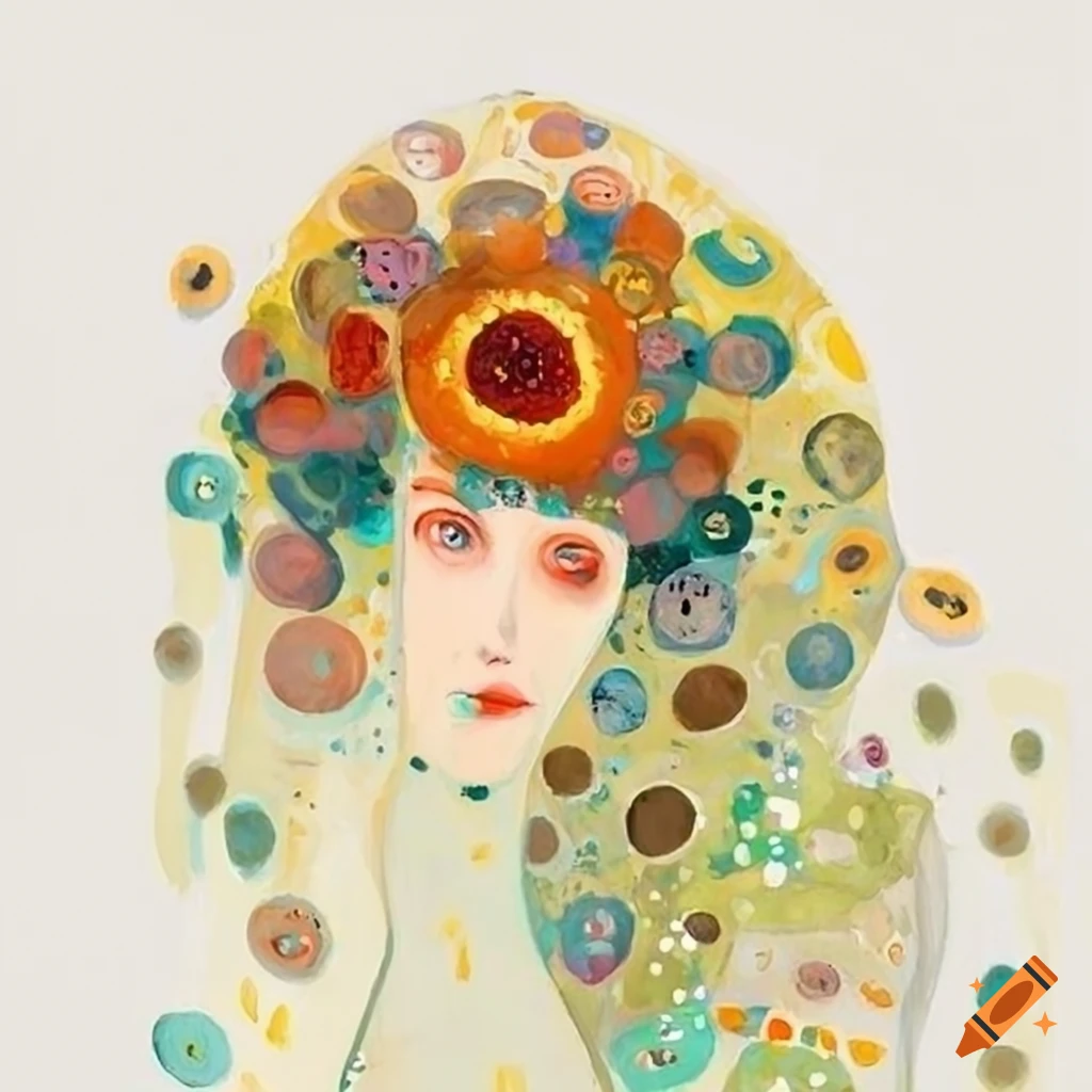 Abstract summer plants by klimt on a white background on Craiyon