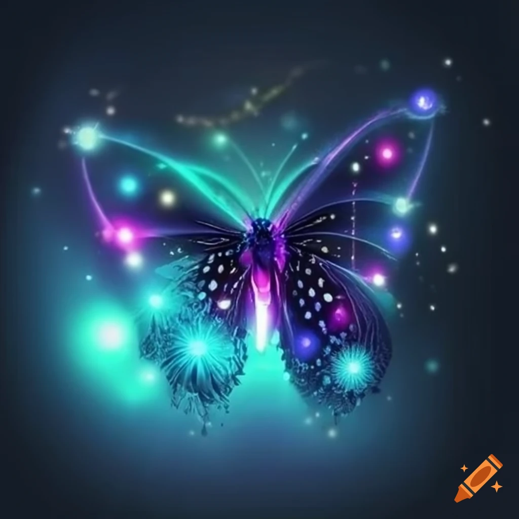 Beautiful glowing magical butterfly on Craiyon
