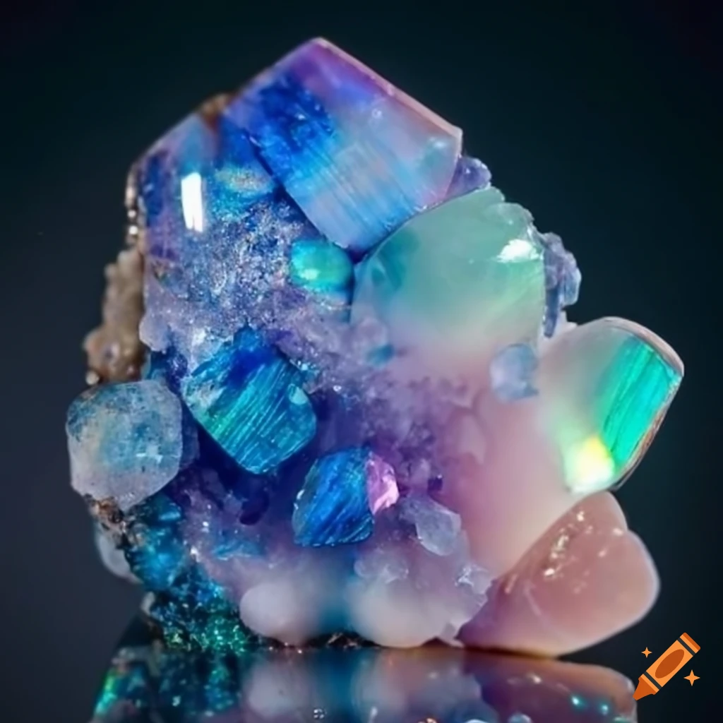 Colorful energy radiating from a unique cut precious gemstone on Craiyon