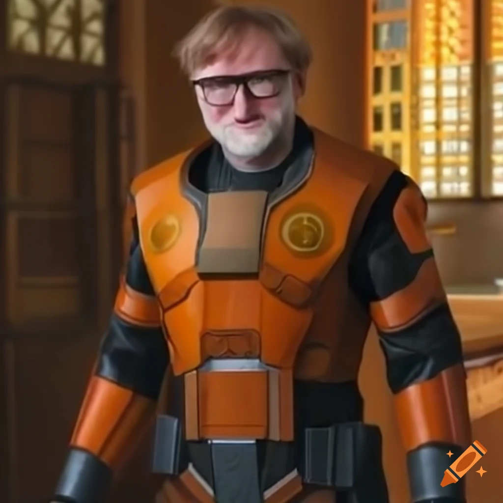 Gabe newell dressed as gordon freeman on Craiyon