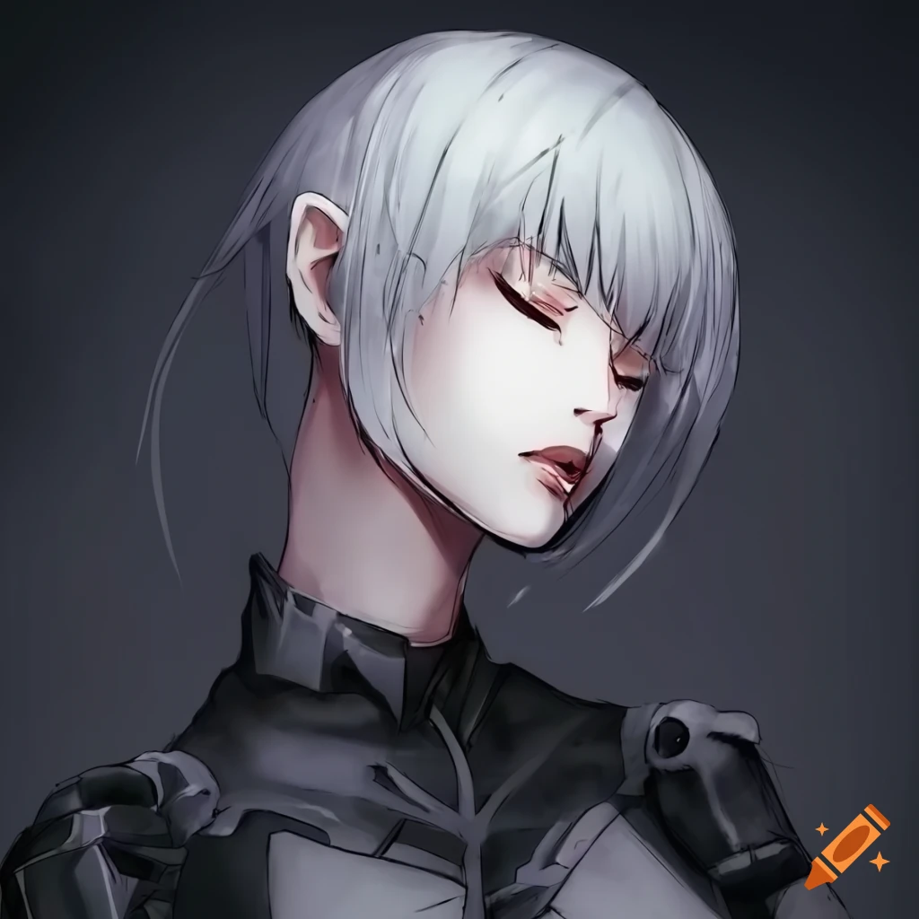 Shibo, a girl with white hair in nihei tsutomu style on Craiyon