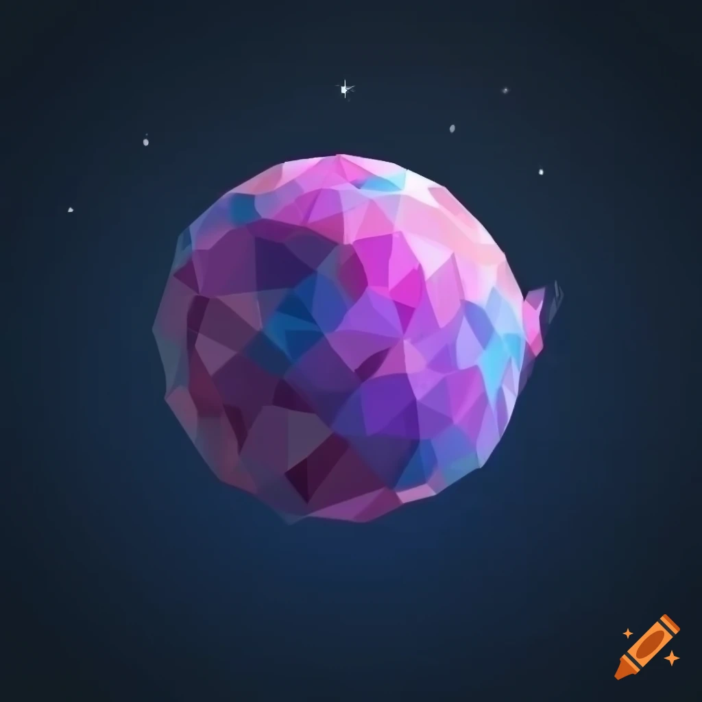 Low poly space illustration with a cute theme on Craiyon