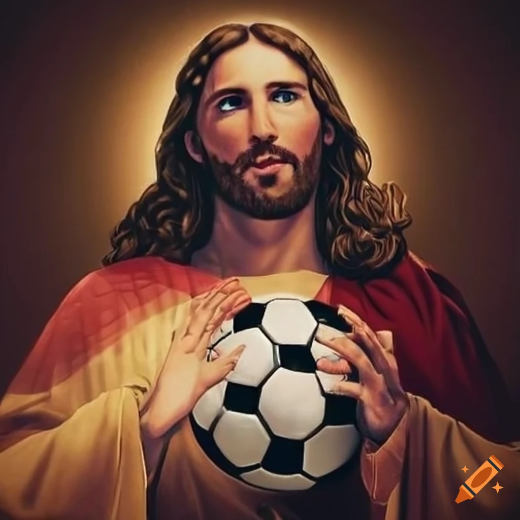 Jesus playing football on Craiyon
