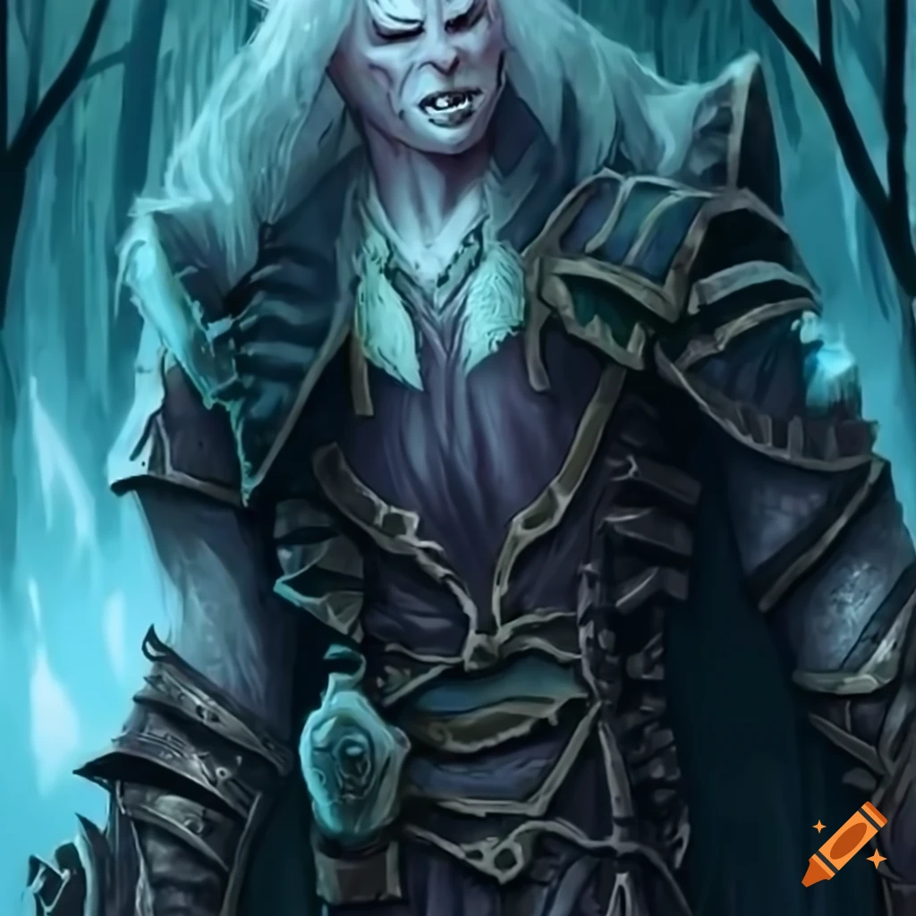 Eldrin Frostborn standing in the Frostwood with an otherworldly ...