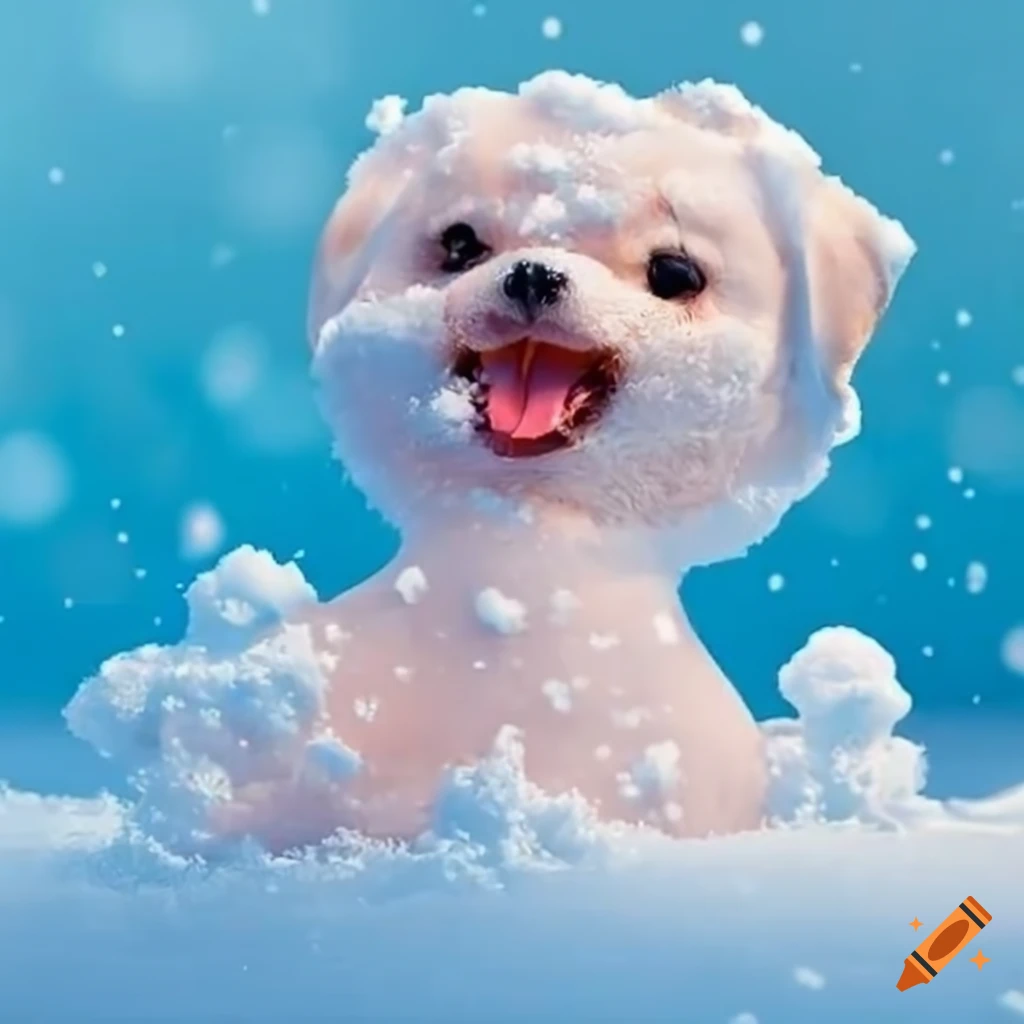 Adorable snow puppy sculpture on Craiyon