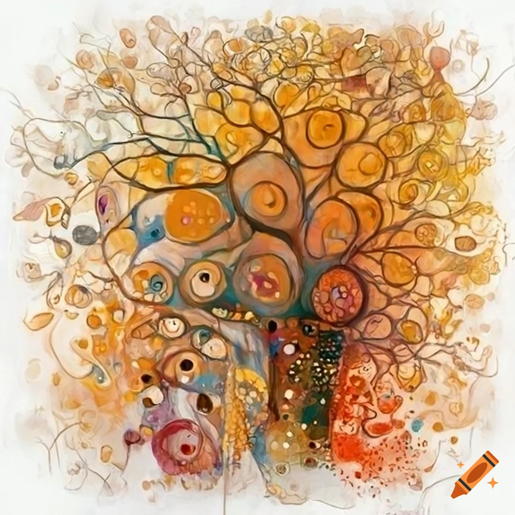 Abstract autumn flora painting by klimt on a white background on Craiyon