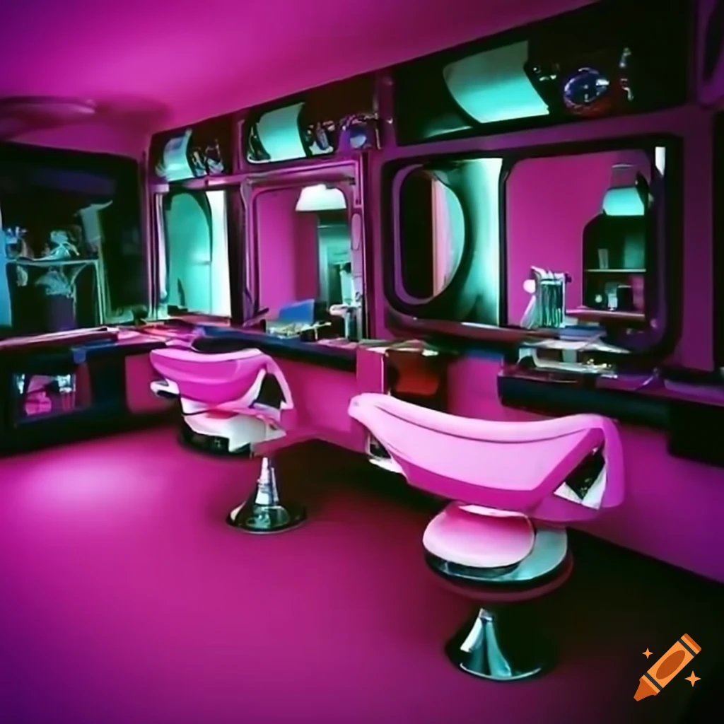 Futuristic 80s hairdresser salon on Craiyon