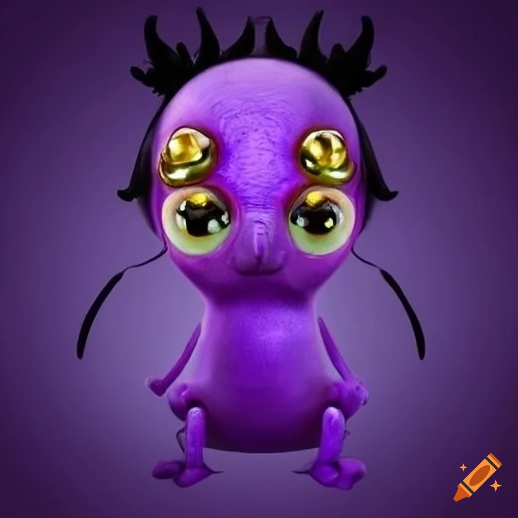 Small purple creature with three eyes on Craiyon