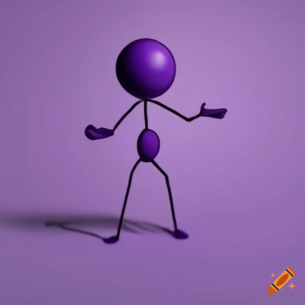 Purple stick figure waving in low detail on Craiyon