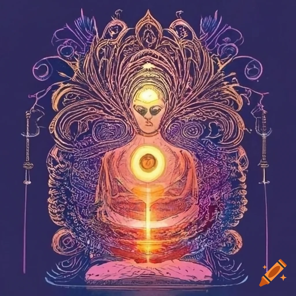 Spiritual guide leading the way with a drawing on Craiyon