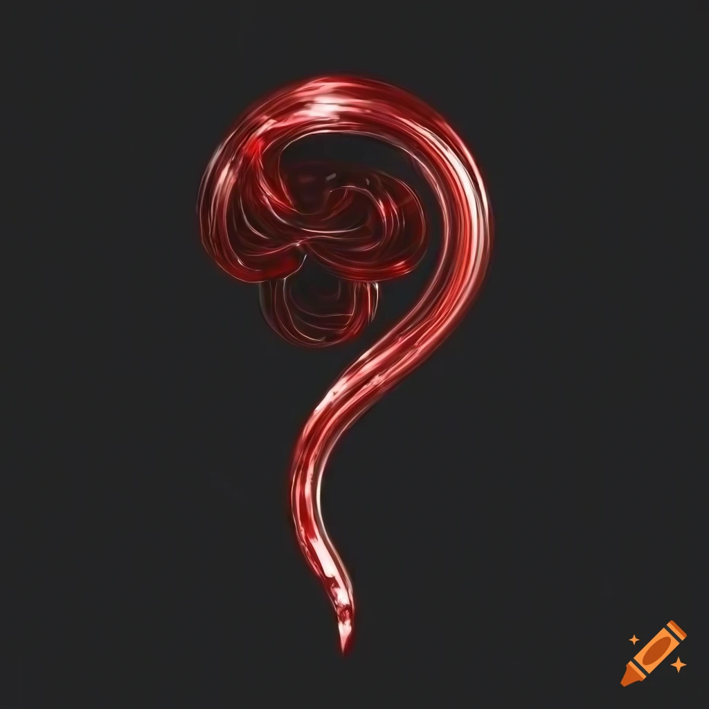 Shiny curved staff made of shimmering red metal on a black background ...