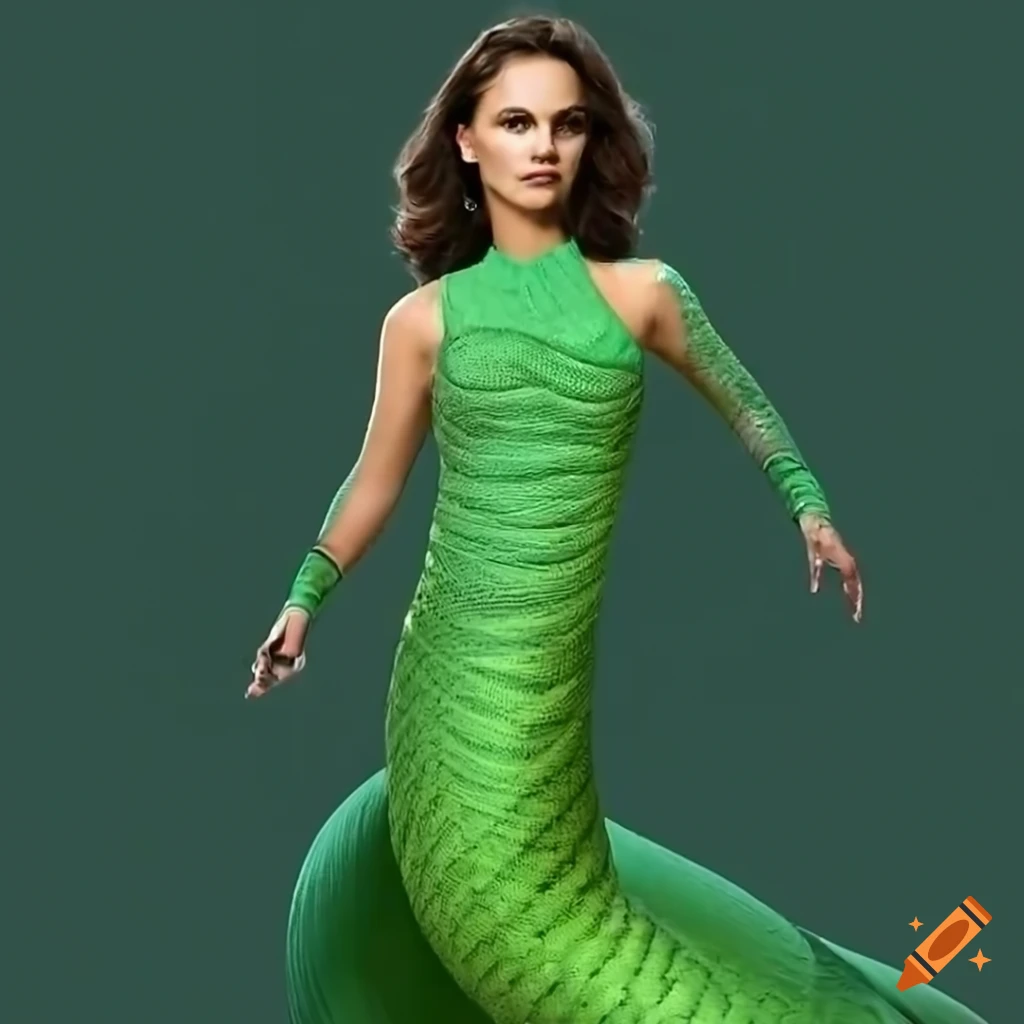 Natalie Portman as a green Naga in realistic HD art on Craiyon
