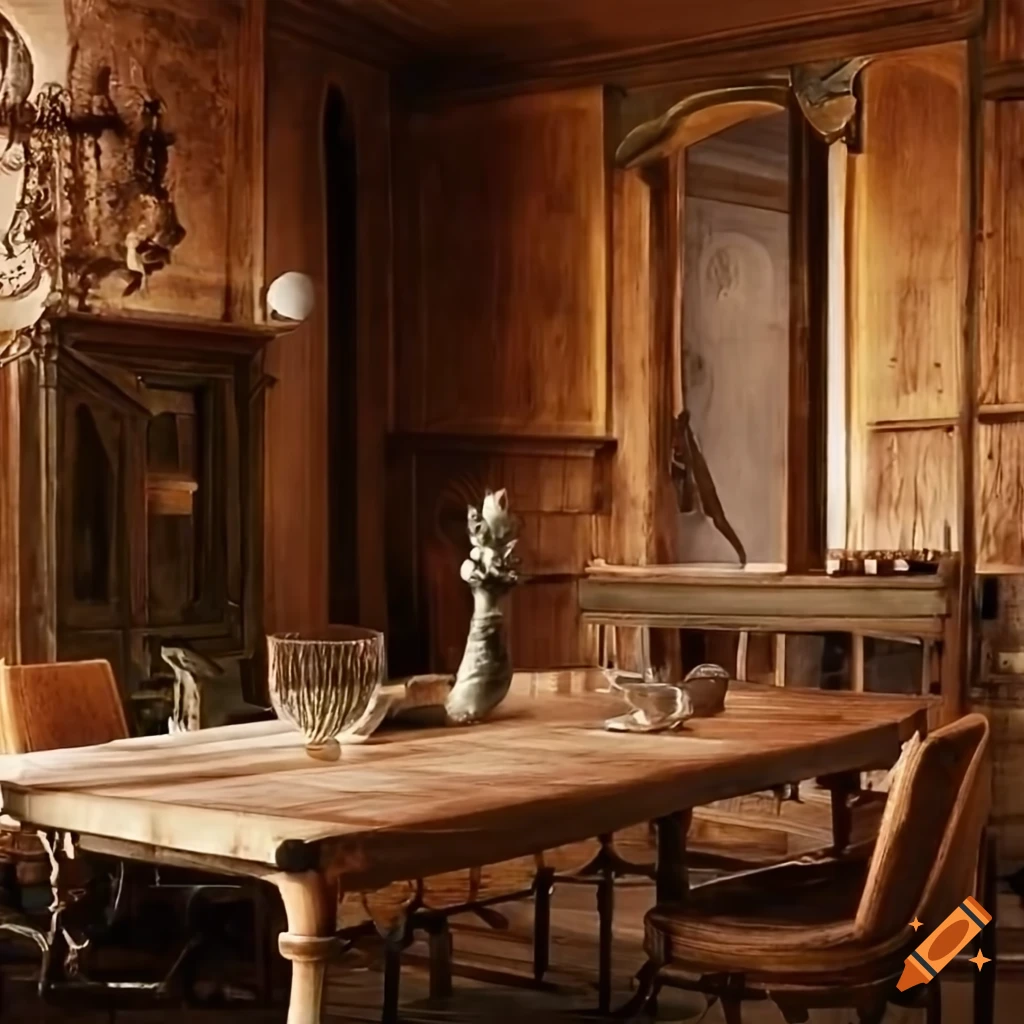 Dining table in an old house on Craiyon