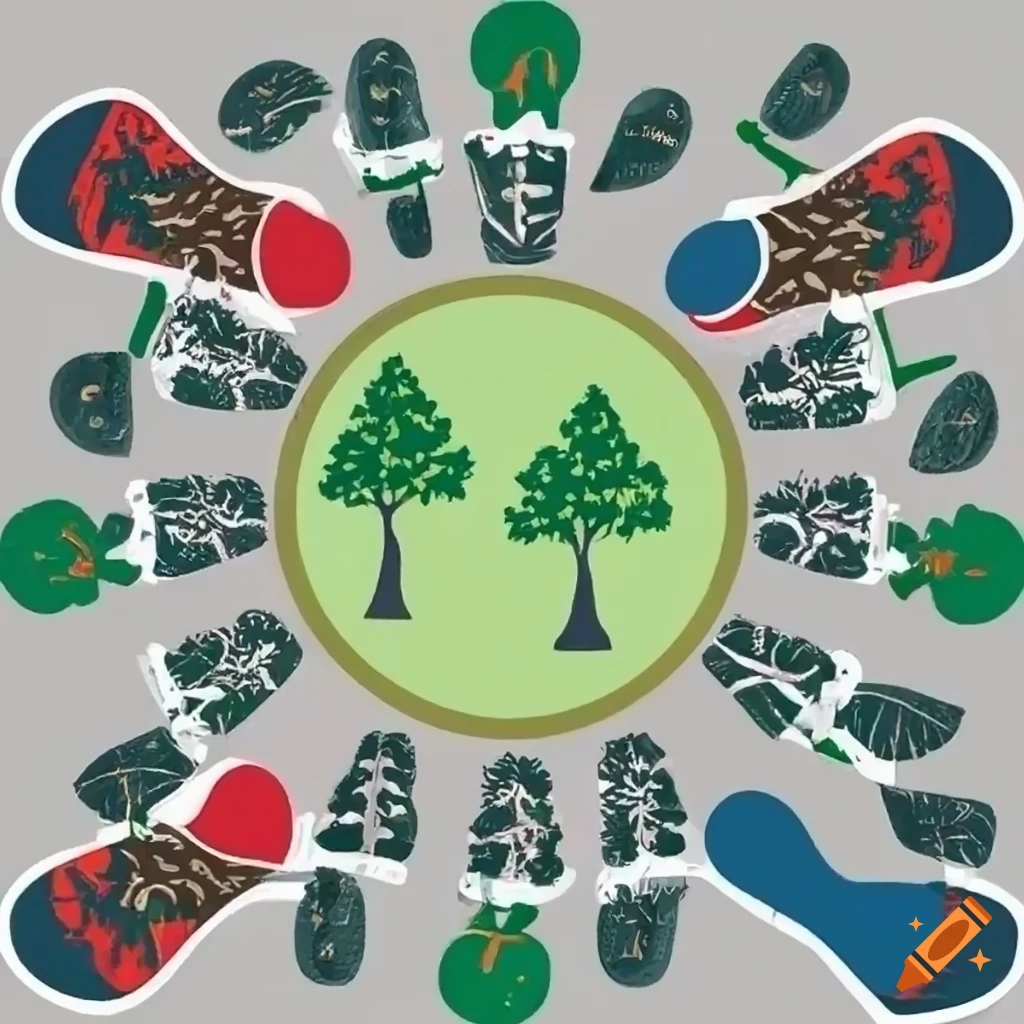 Logo with trees and walking shoes on Craiyon
