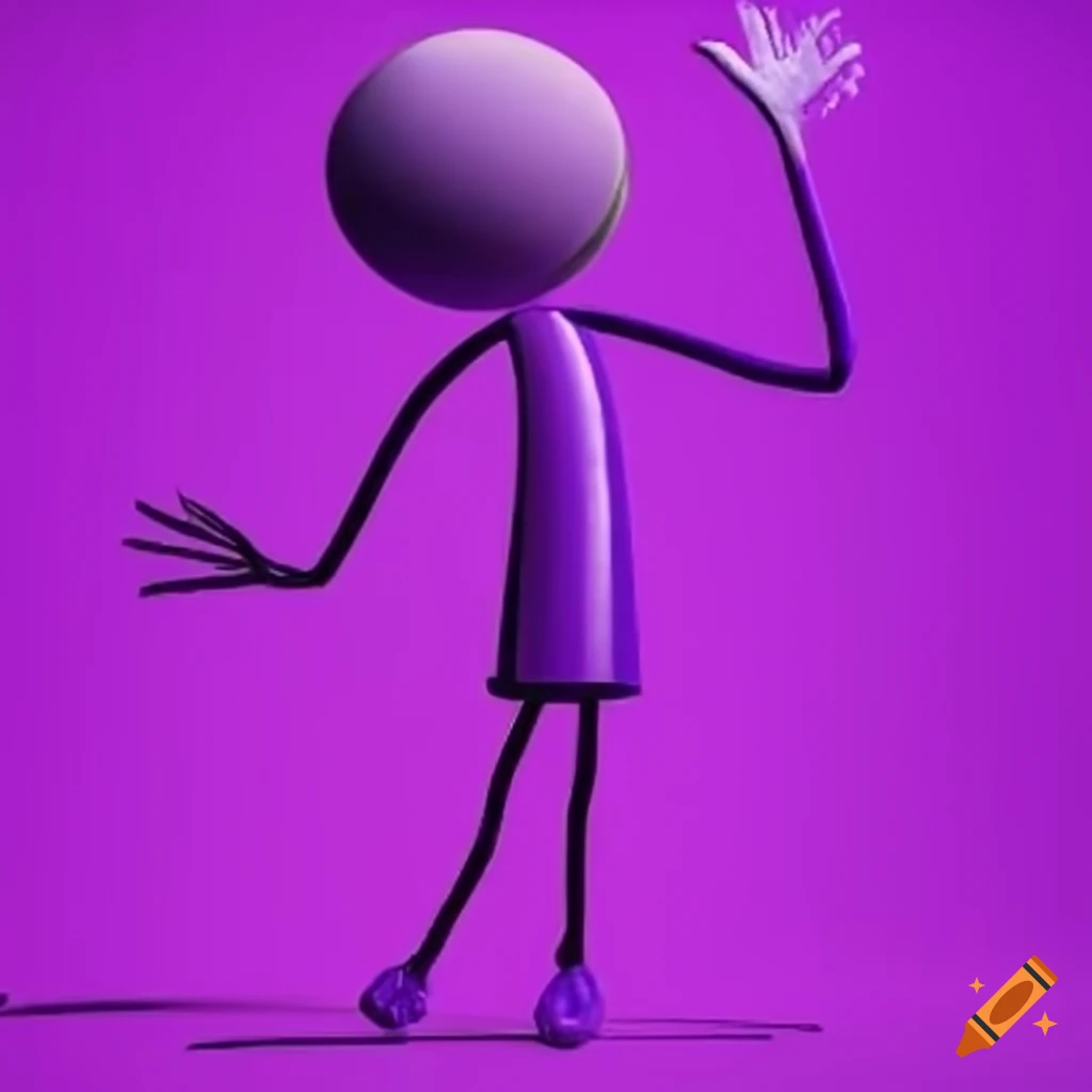 Purple stick figure waving on Craiyon