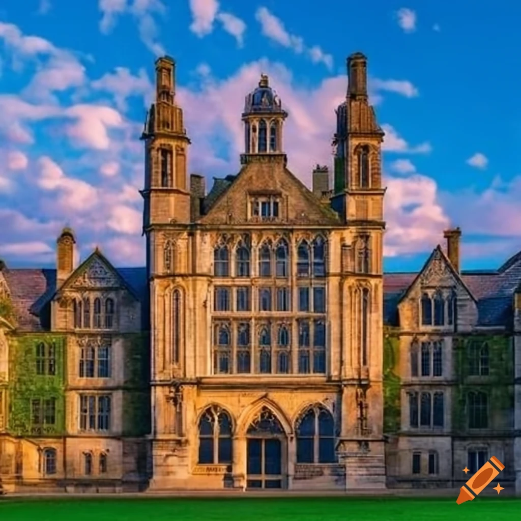 Historic trinity college campus with stone buildings and ivy on Craiyon