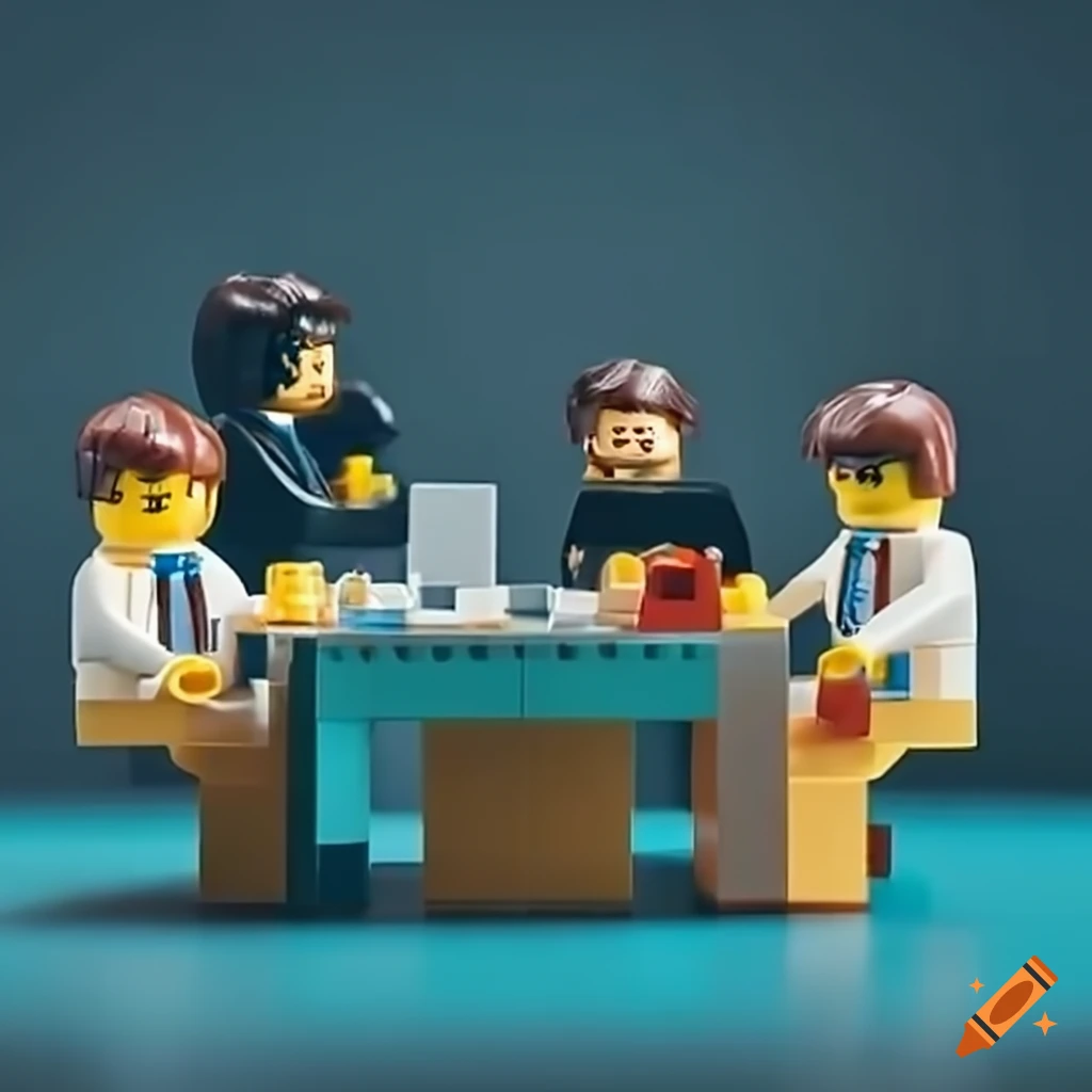 Businessmen playing with lego in the office on Craiyon